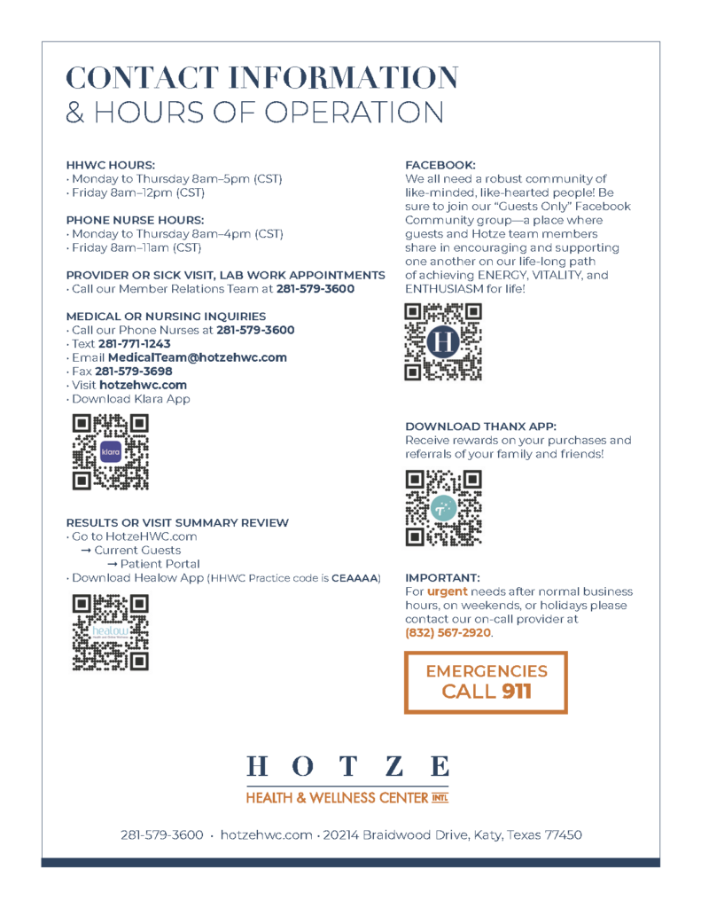 Guest Contacts & Resources - Hotze Health & Wellness Center | Houston ...
